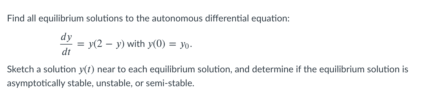Solved Find all equilibrium solutions to the autonomous | Chegg.com