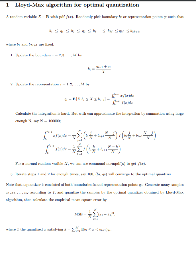 1. Optimal Non-uniform Quantization Consider a | Chegg.com