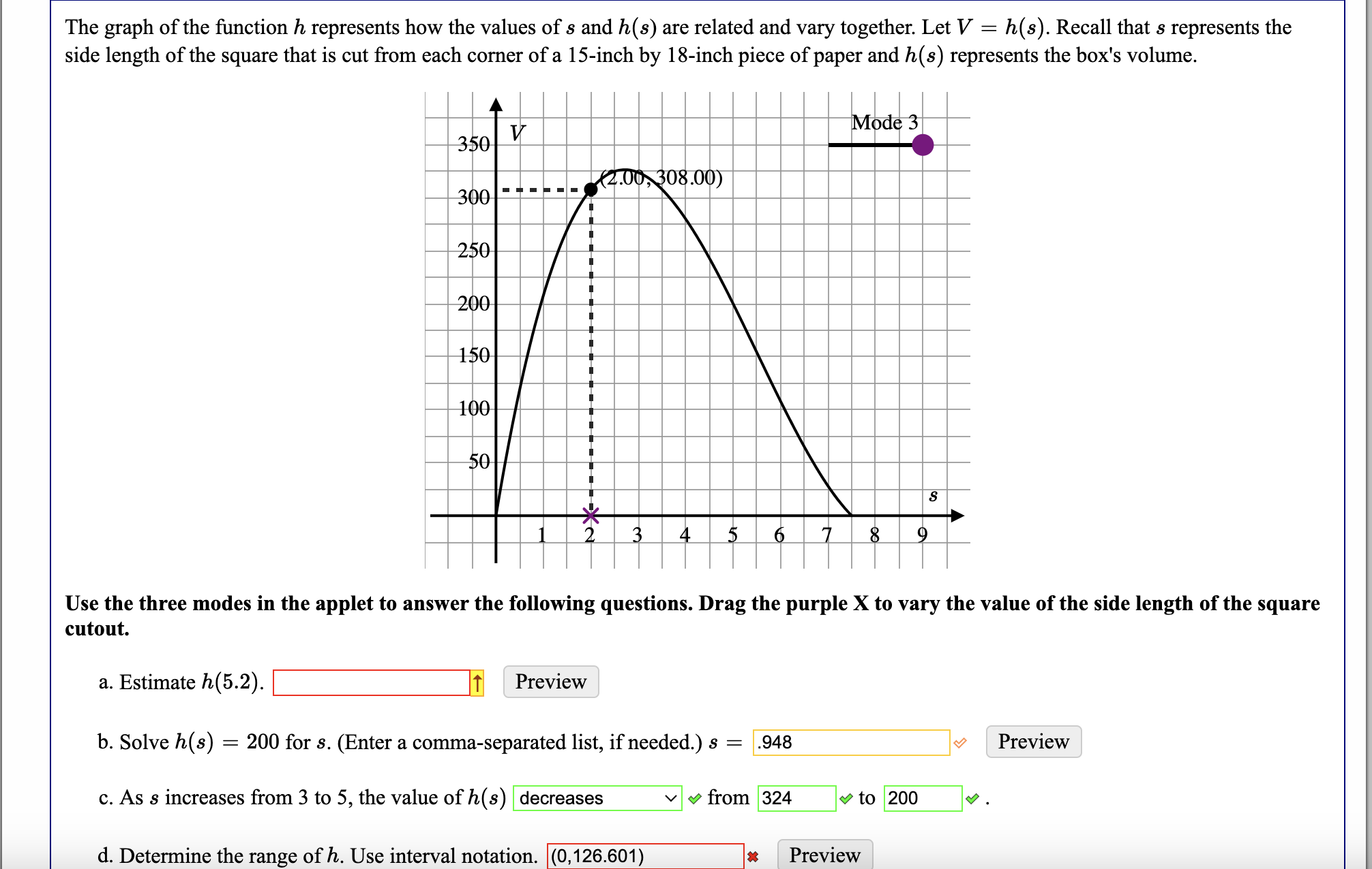 The graph of the function h represents how the values | Chegg.com