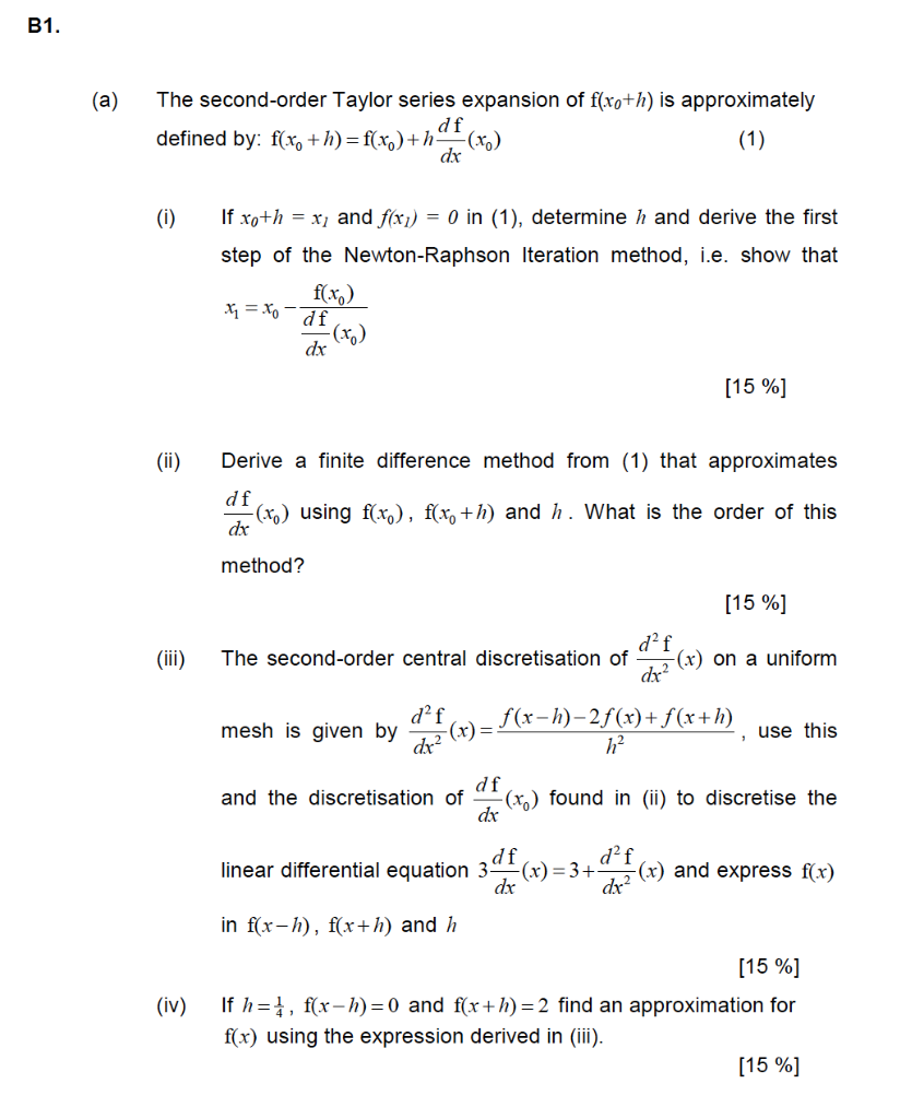 B1 (a)The second-order Taylor series expansion of | Chegg.com