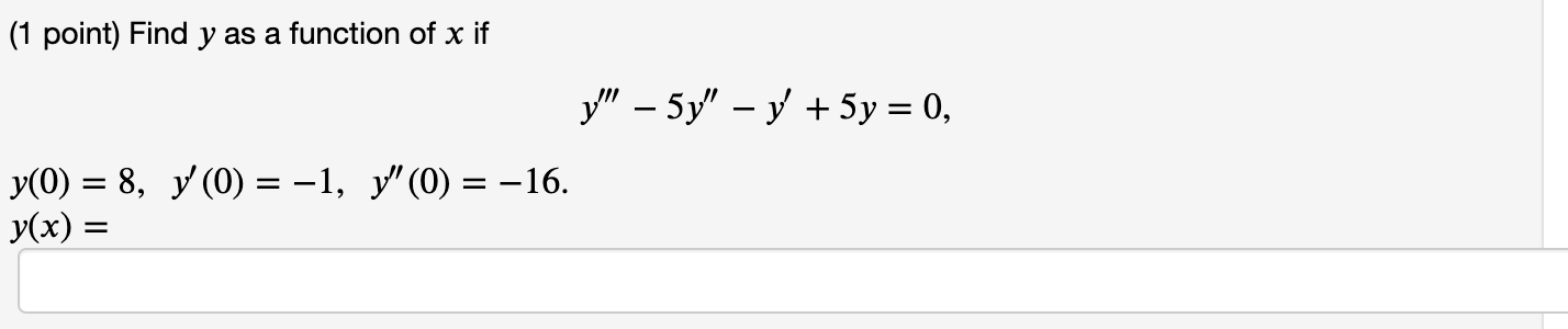 Solved (1 point) Find y as a function of t if 10000y" – 81y | Chegg.com