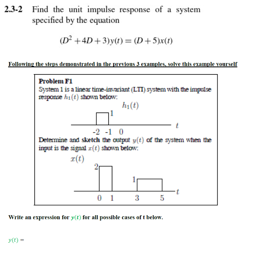 Solved 2.3-2 ﻿Find the unit impulse response of a | Chegg.com