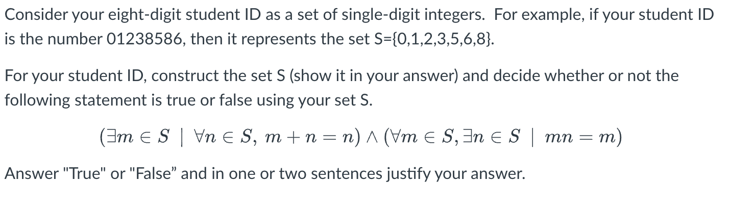 Solved Consider your eight-digit student ID as a set of | Chegg.com
