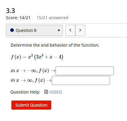 Solved Determine the end behavior of the function. | Chegg.com