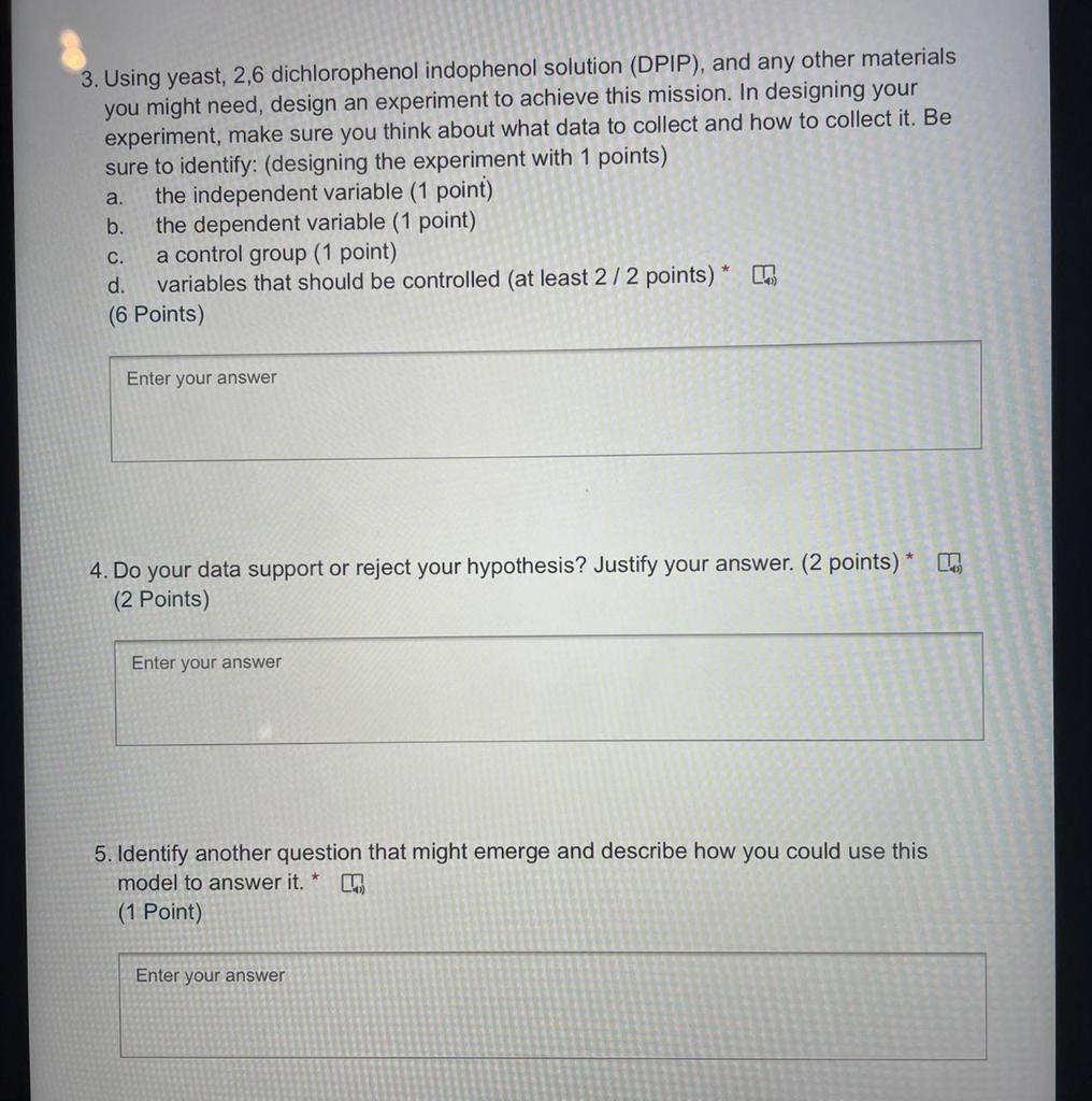 Solved 3. Using yeast, 2,6 dichlorophenol indophenol | Chegg.com