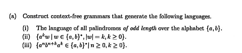 Solved (a) Construct context-free grammars that generate the | Chegg.com