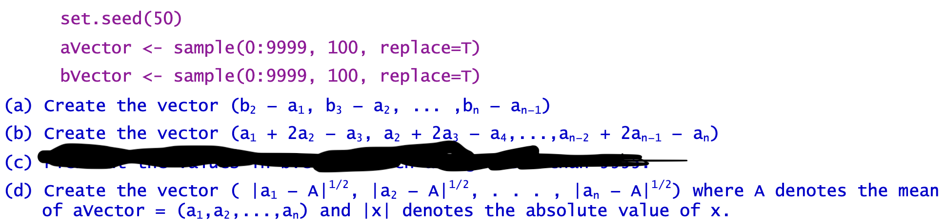 Solved ai, az, set.seed(50) avector
