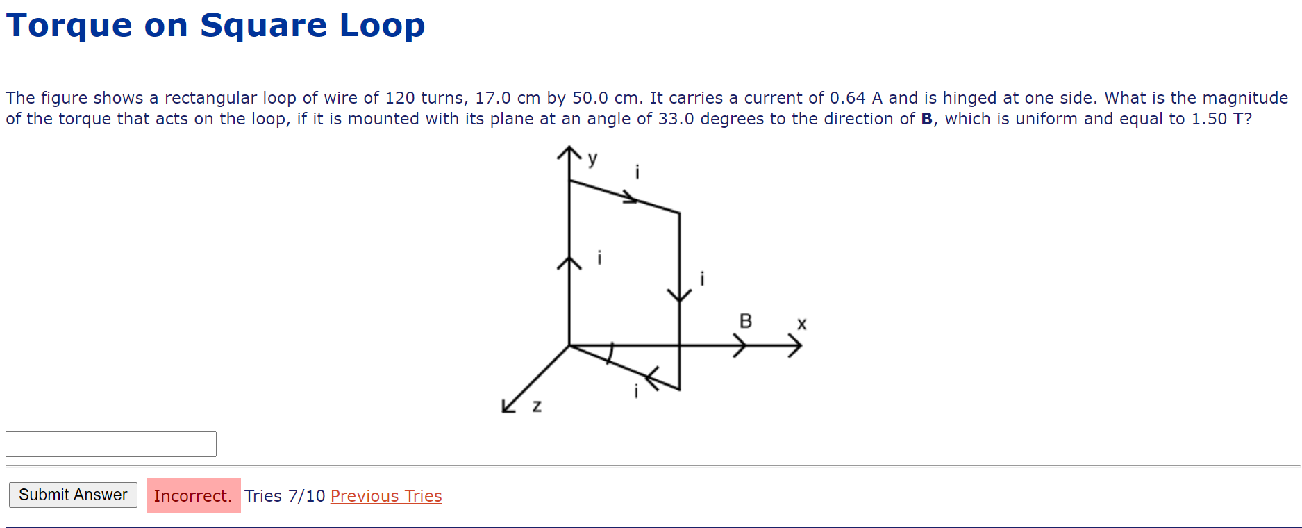 Solved Torque on Square Loop The figure shows a rectangular | Chegg.com