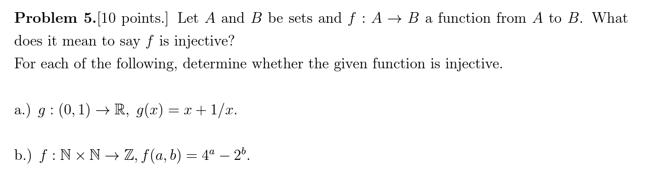 Solved Problem 5.[10 points.] Let A and B be sets and f:A→B | Chegg.com