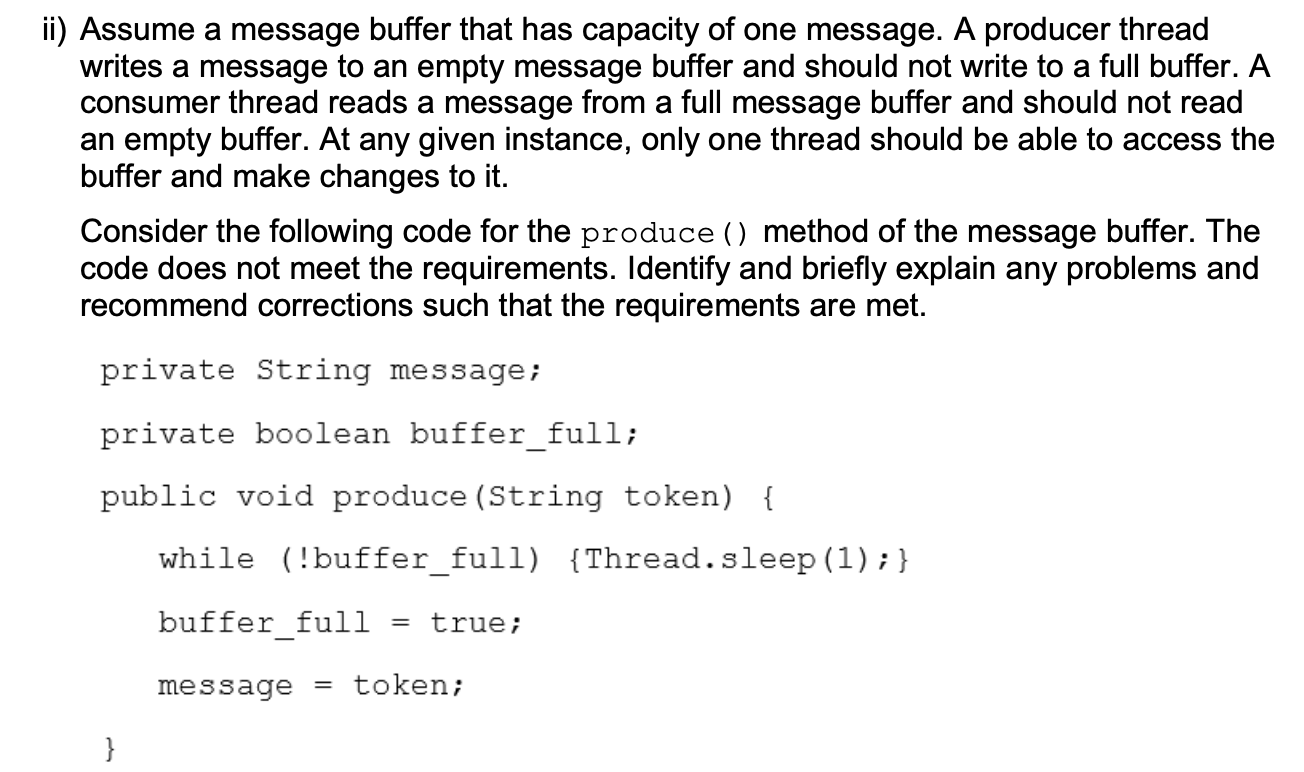 Solved ii) Assume a message buffer that has capacity of one | Chegg.com