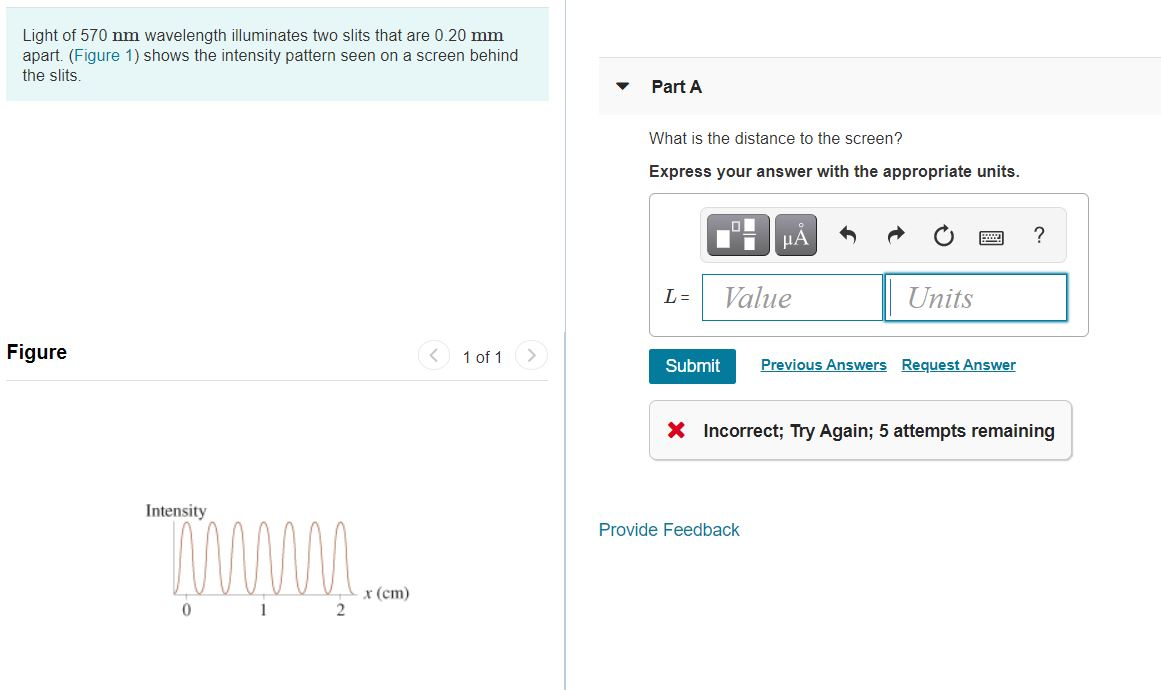 Solved Light of 570 nm wavelength illuminates two slits that | Chegg.com