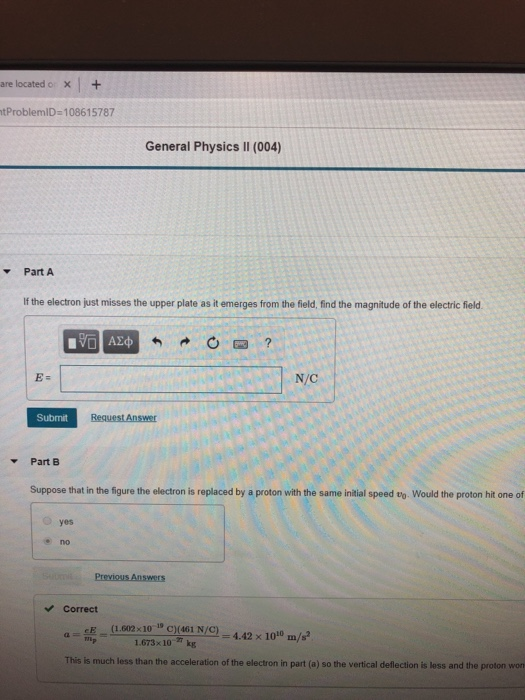 Solved Constants An electron is projected with an initial | Chegg.com