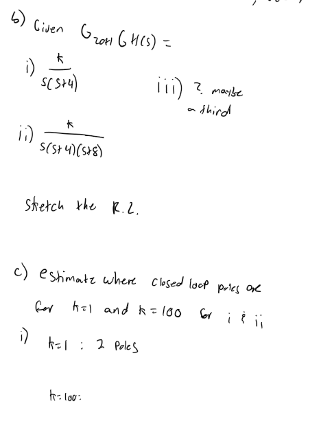b) Civen Grokl GH(s)= i) s(s+4)k iii)? maybe a third | Chegg.com