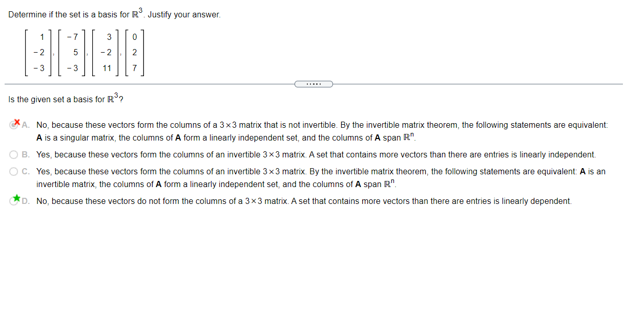 Solved Determine if the set is a basis for R3. Justify your | Chegg.com