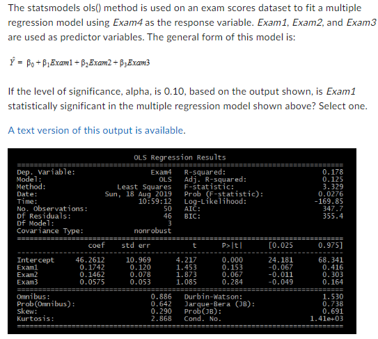 Solved Null Hypothesis H0:β2=0 Alternative Hypothesis | Chegg.com