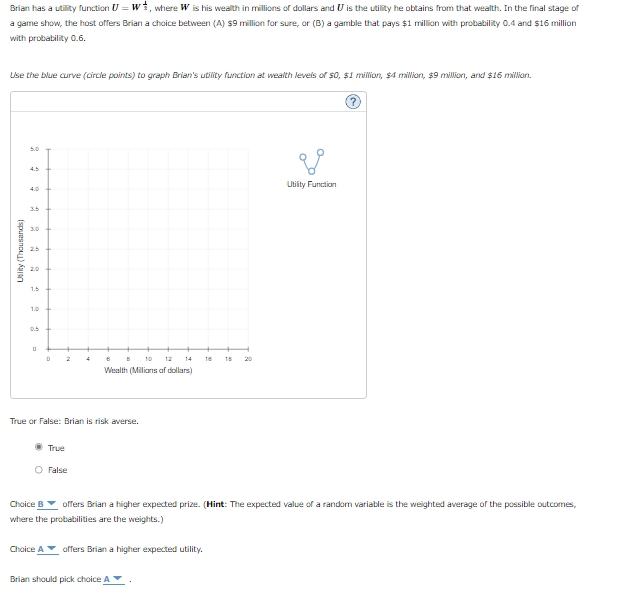 Solved Brian has a utility function U=W^((1)/(2)), ﻿where W | Chegg.com