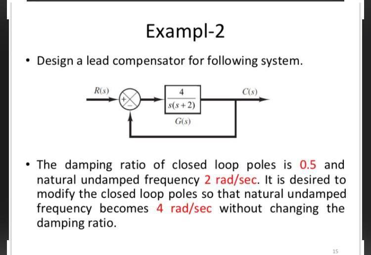 Solved Exampl-2 Design a lead compensator for following | Chegg.com