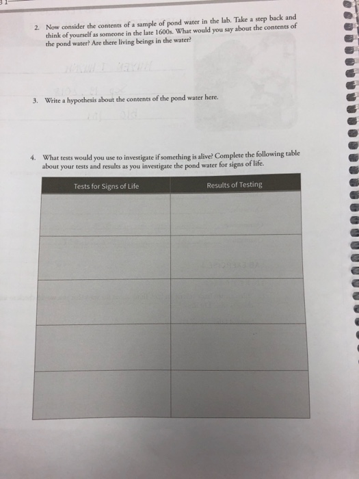 Solved Now consider the contents of a sample of pond water | Chegg.com