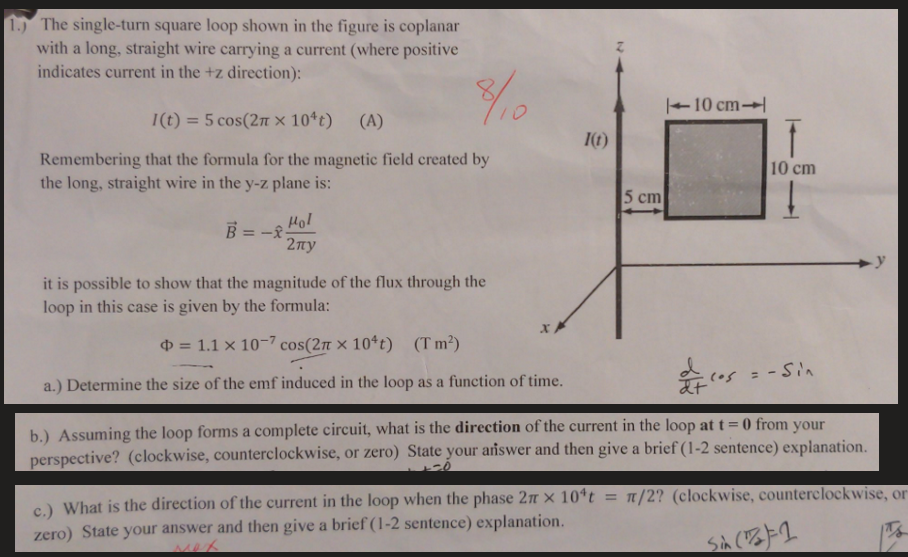 Solved 1.) The single-turn square loop shown in the figure | Chegg.com