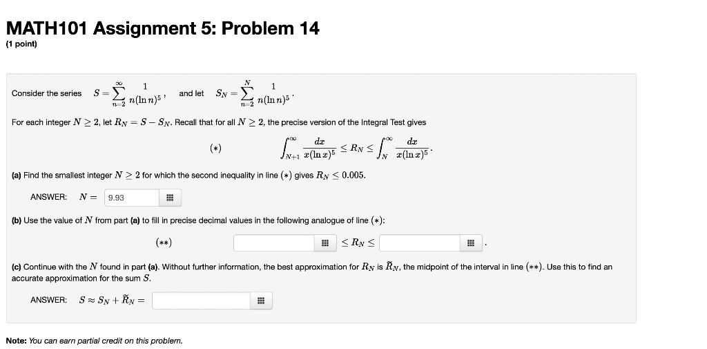 Solved MATH101 Assignment 5: Problem 14 (1 point) Consider | Chegg.com
