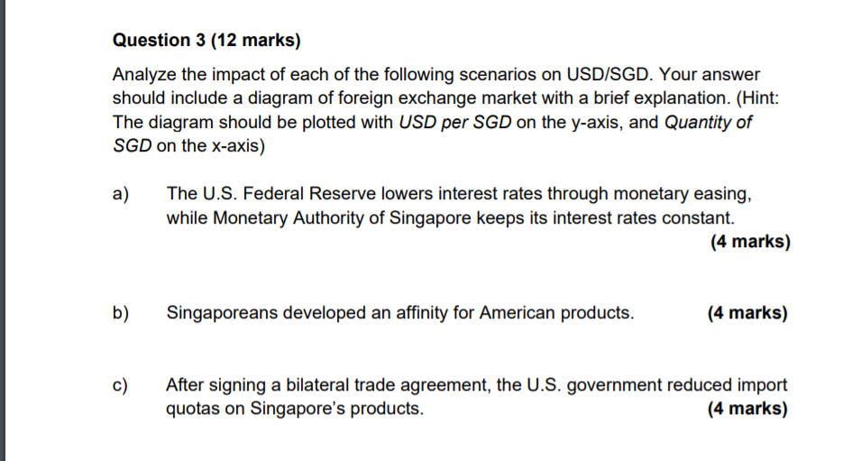 Solved Question 3 (12 marks) Analyze the impact of each of | Chegg.com