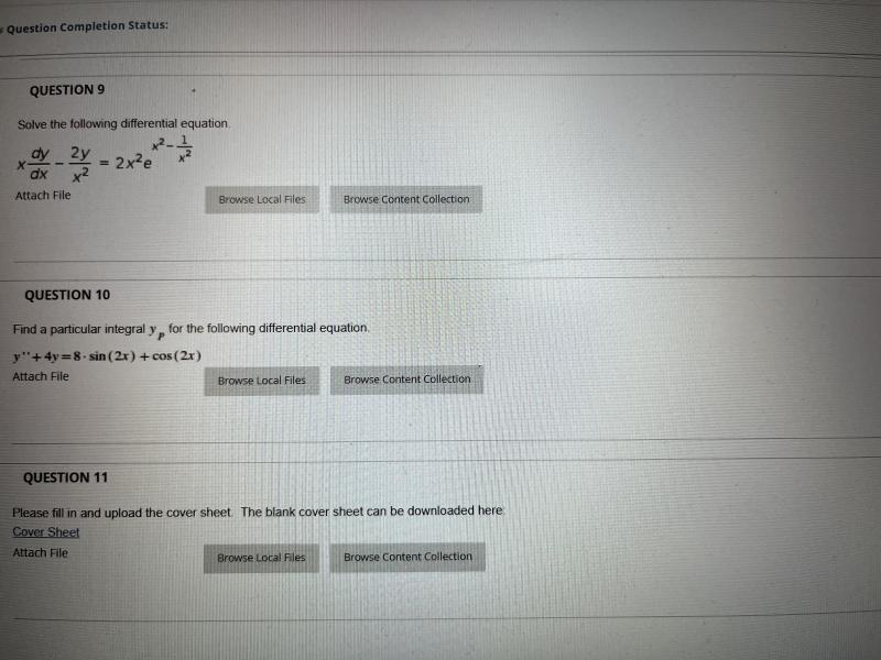 Solved Question Completion Status: QUESTION 9 Solve the | Chegg.com