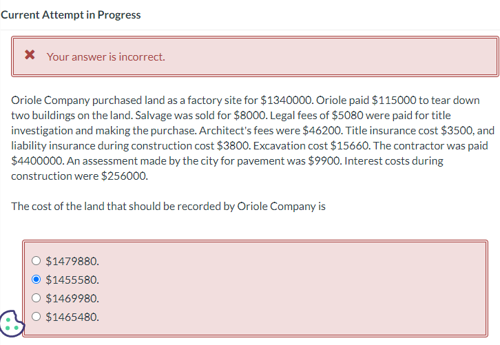 Solved Current Attempt in Progress Oriole Company purchased | Chegg.com