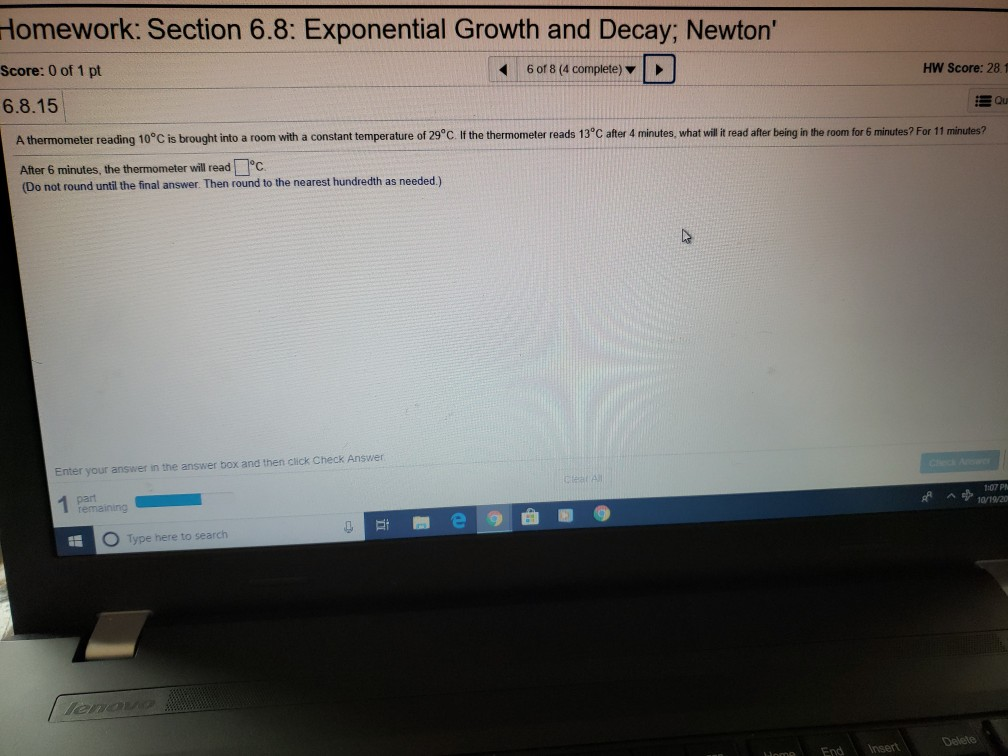 Solved Homework: Section 6.8: Exponential Growth and Decay; | Chegg.com