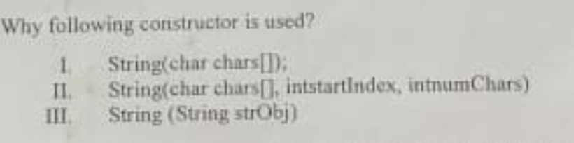 Solved Why following constructor is used? 1 String char | Chegg.com