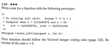 Solved 2.69 Write code for a function with the following | Chegg.com