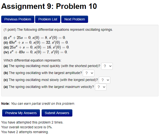 Solved Assignment 9: Problem 10 Previous Problem Problem | Chegg.com