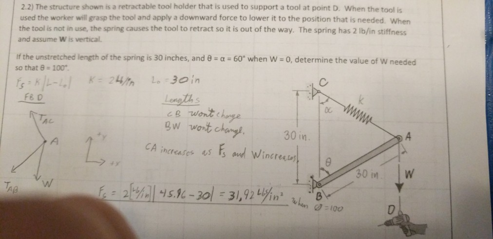 Solved The structure shown is a retractable tool holder that | Chegg.com