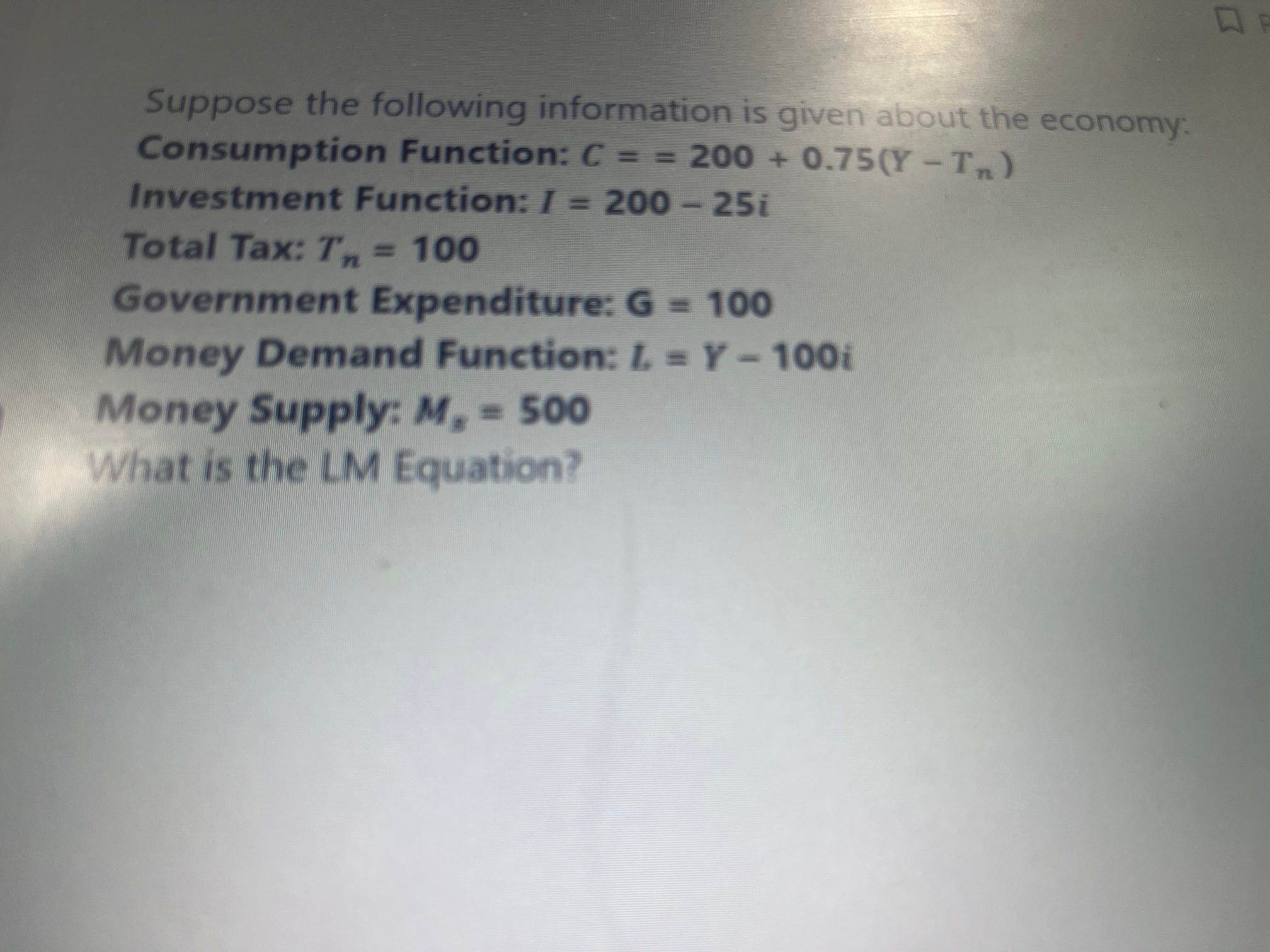 Solved Suppose the following information is given about the | Chegg.com
