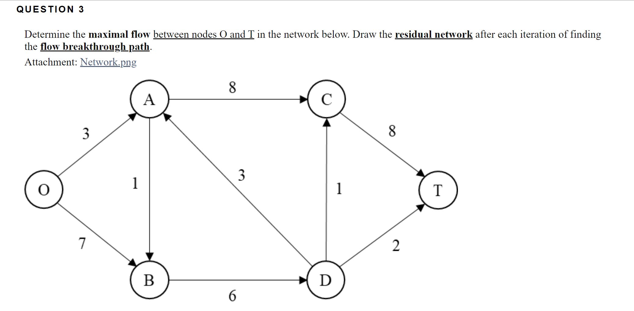Solved QUESTION 3 Determine the maximal flow between nodes O | Chegg.com