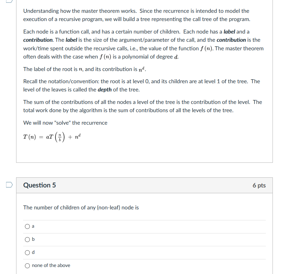 Solved Understanding how the master theorem works. Since the | Chegg.com