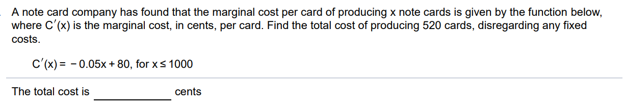 Solved A note card company has found that the marginal cost | Chegg.com