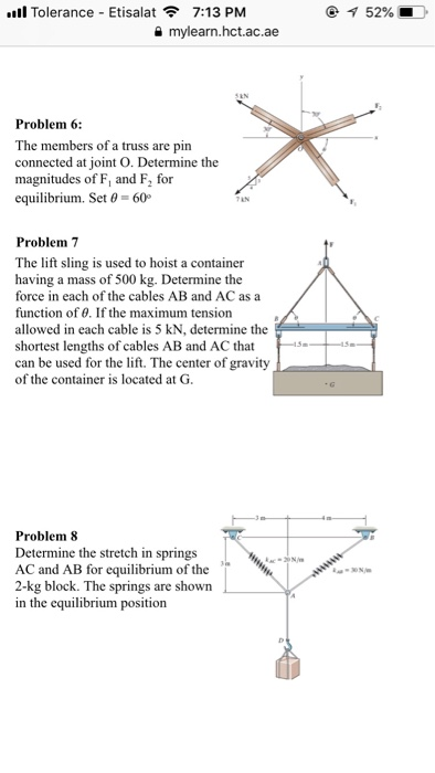 Solved Problem 2: Fi 600N Using rectangular components | Chegg.com