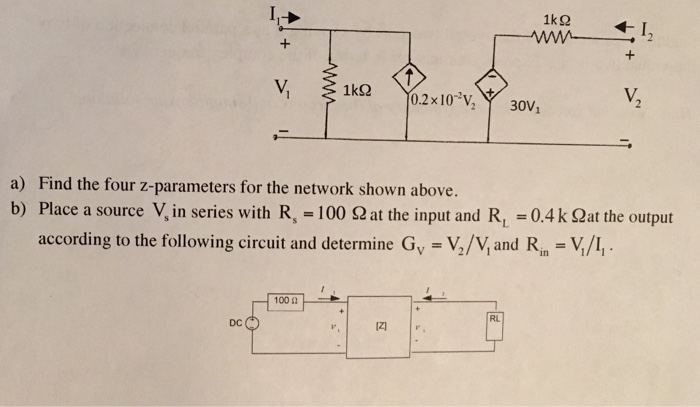 Solved Find the four z-parameters for the network shown | Chegg.com