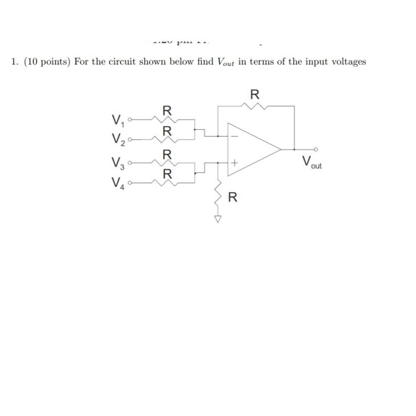 Solved 1. (10 points) For the circuit shown below find Vout | Chegg.com