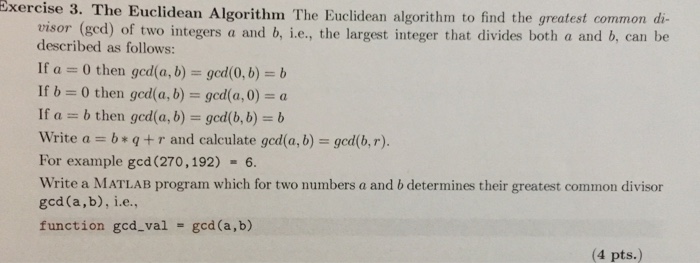 Solved xercise 3. The Euclidean Algorithm The Euclidean | Chegg.com