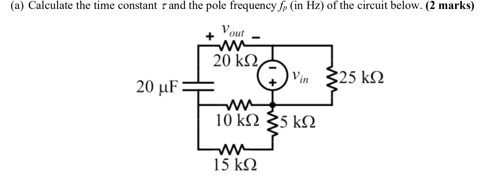 Solved (a) Calculate the time constant t and the pole | Chegg.com
