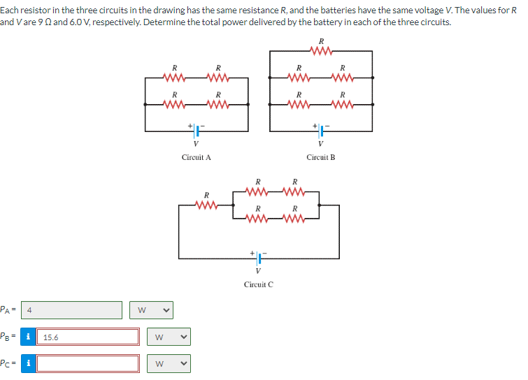 Solved Each resistor in the three circuits in the drawing | Chegg.com
