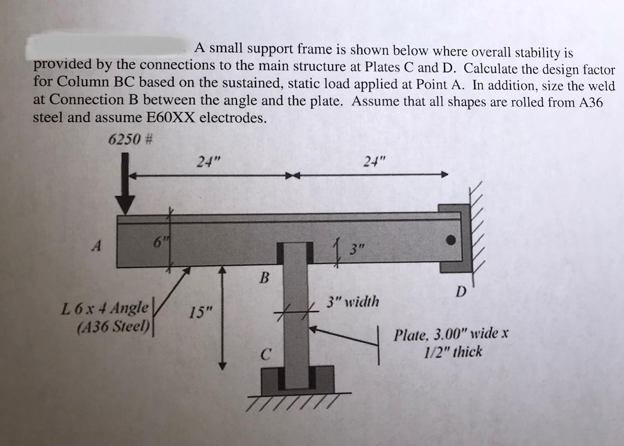Solved A small support frame is shown below where overall | Chegg.com