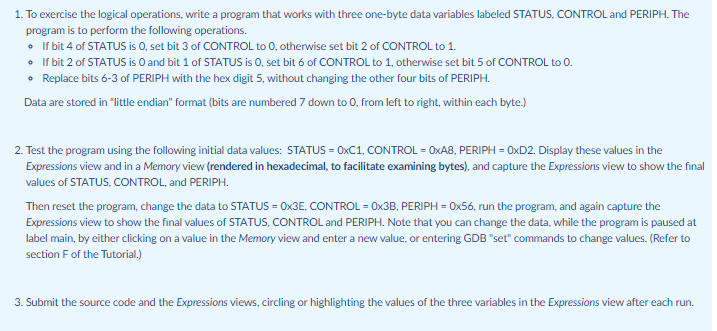 Solved 1. To exercise the logical operations, write a | Chegg.com