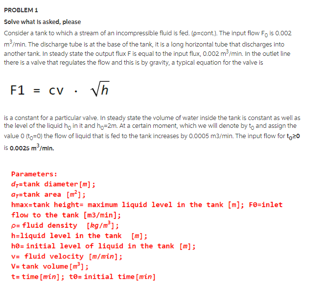 PROBLEM 1 Solve what Is asked, please Consider a tank | Chegg.com