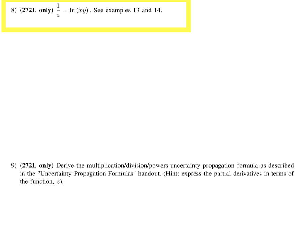 Solved Uncertainty Propagation Examples Instructions * Find | Chegg.com