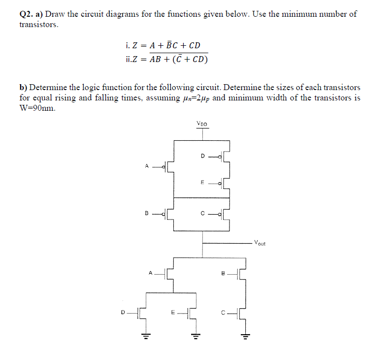 Solved Q2. a) Draw the circuit diagrams for the functions | Chegg.com