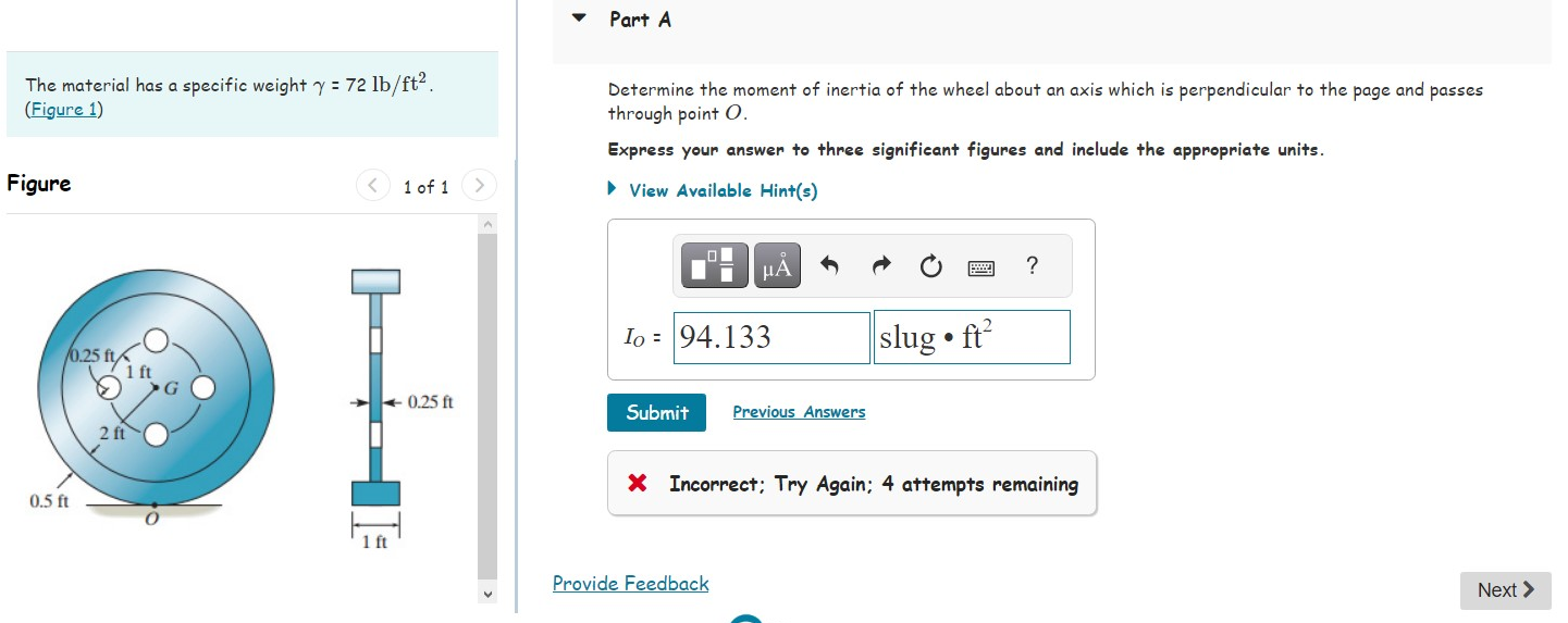 Solved The material has a specific weight γ gamma = 72 | Chegg.com