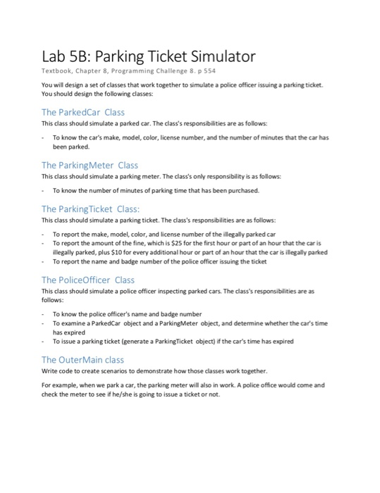Lab 5B: Parking Ticket Simulator Textbook, Chapter 8, | Chegg.com
