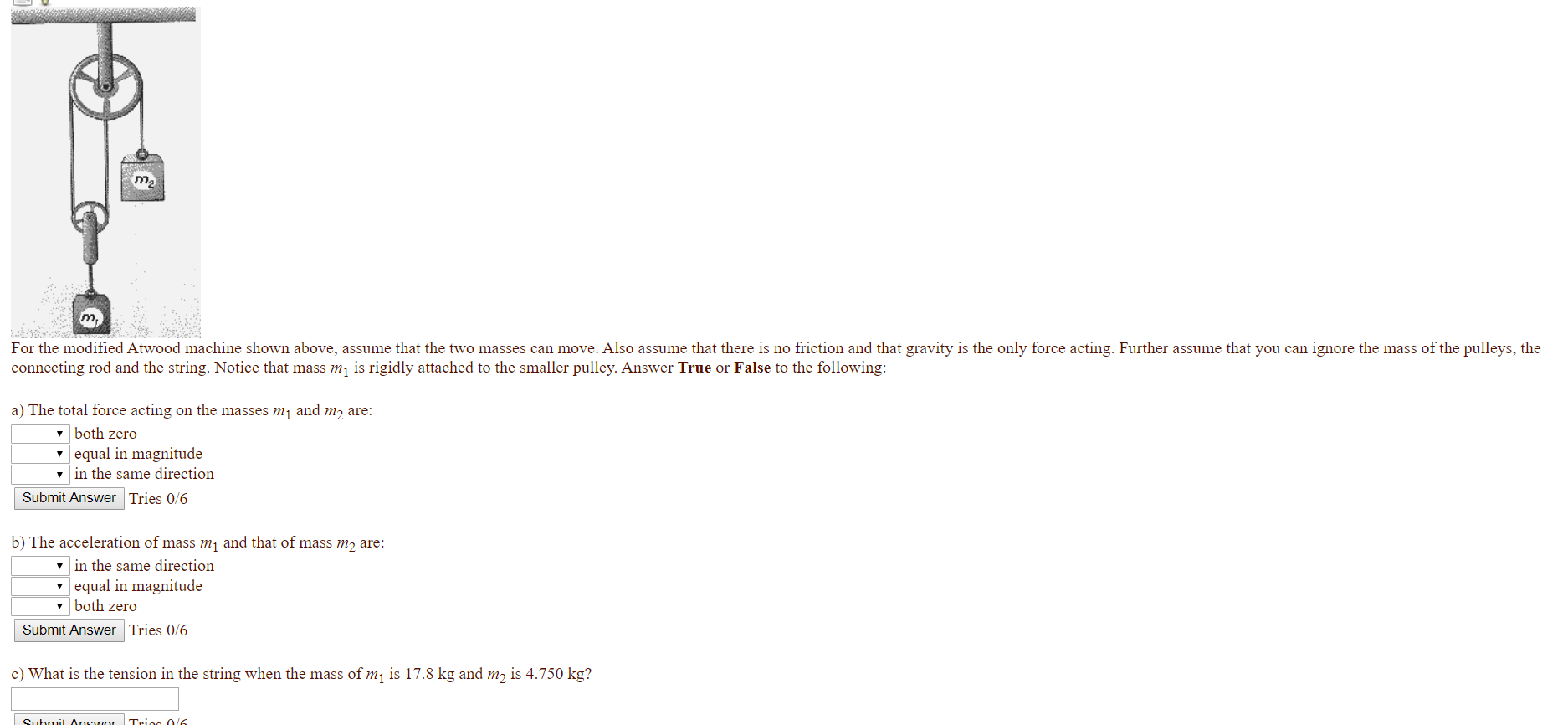 Solved 22 m . For the modified Atwood machine shown above, | Chegg.com